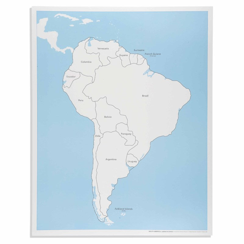 Mapa de control de Sudamérica con nombres (en inglés) – Bemerry Montessori